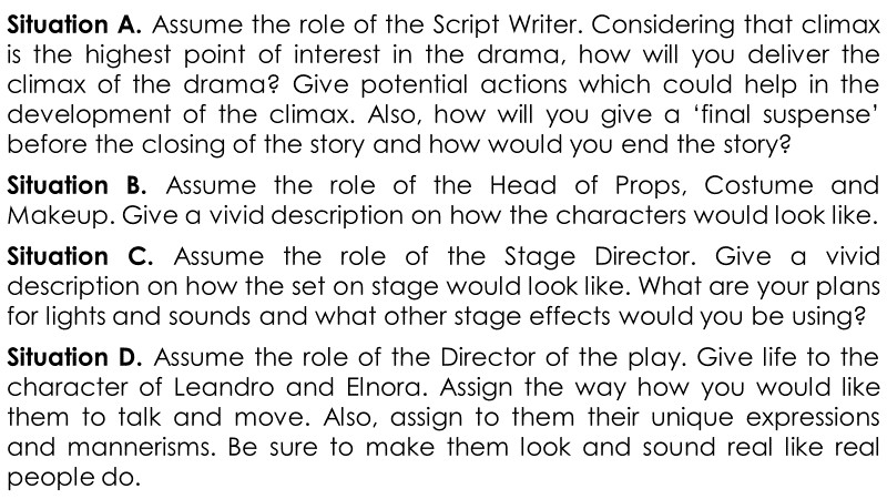 SOLVED: Situation A. Assume the role of the Script Writer. Considering ...