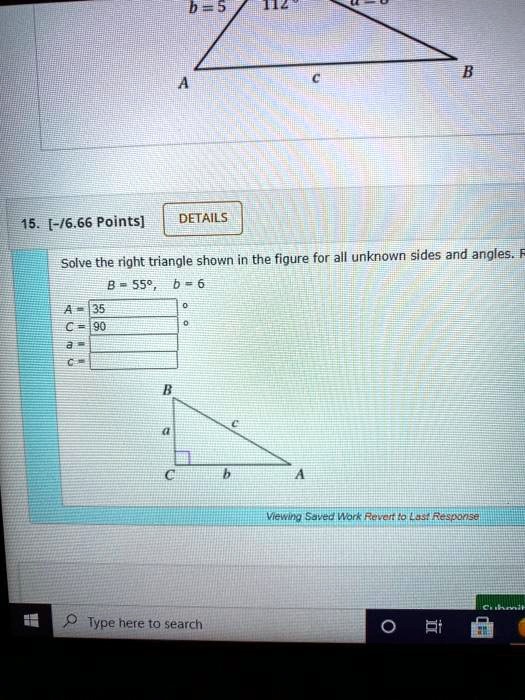 jb 5 details 666 points solve the right triangle shown in the figure ...
