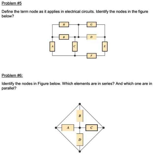 Problem #5 Define the term node as it applies in electrical circuits. Identify the nodes in the ...
