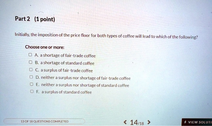 Part 2 (1 point) Initially, the imposition of the price...