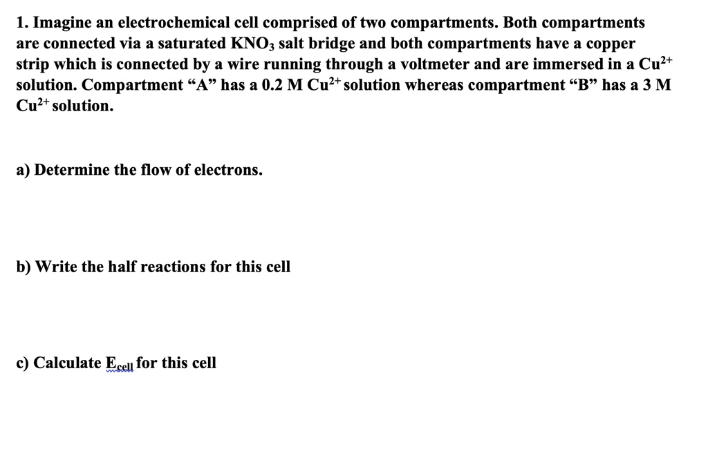 texts 1 imagine an electrochemical cell comprised of two compartments ...