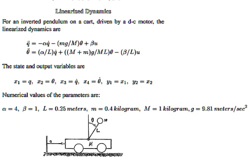 SOLVED: Text: Question 4 (Pendulum on Cart) For the diagram, equations, and data above, write ...