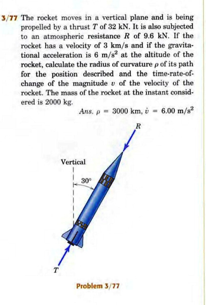 3/77 The rocket moves in a vertical plane and is being propelled by a ...