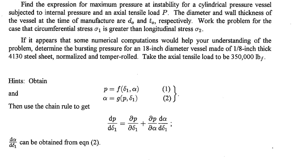 SOLVED: Find the expression for the maximum pressure at instability for ...