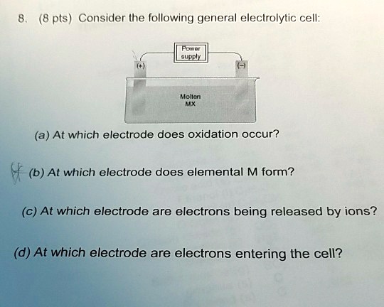 SOLVED: (8 pts) Consider (he following general electrolytic cell: Pove ...
