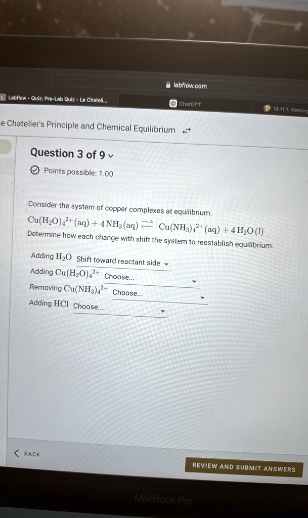 Le Chatelier's Principle and Chemical Equilibrium Question 3 of 9 ...