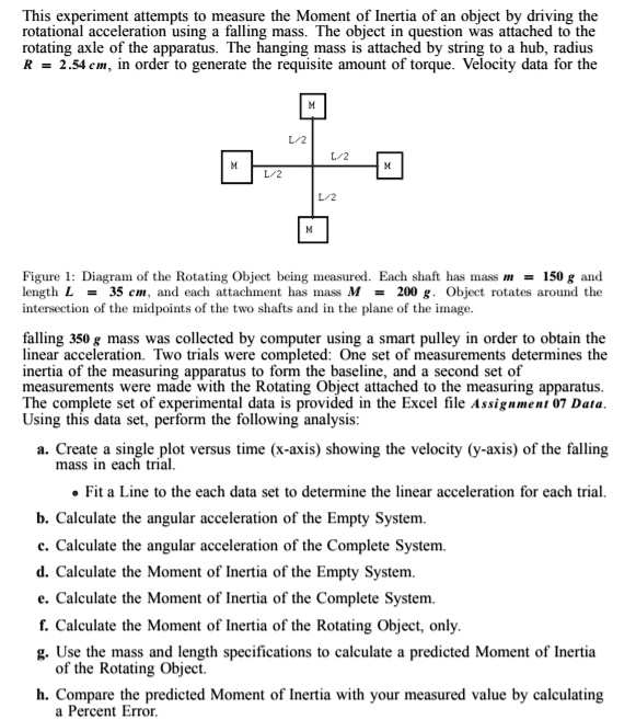 SOLVED:This experiment attempts tO measure the Moment of Inertia of an ...