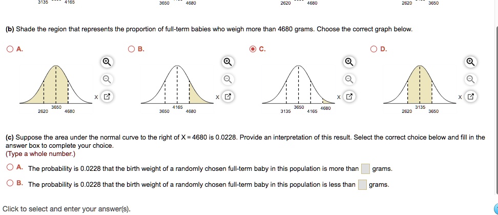 SOLVED: Z6Zu (b) Shade the region that represents the proportion of full-term babies who weigh ...