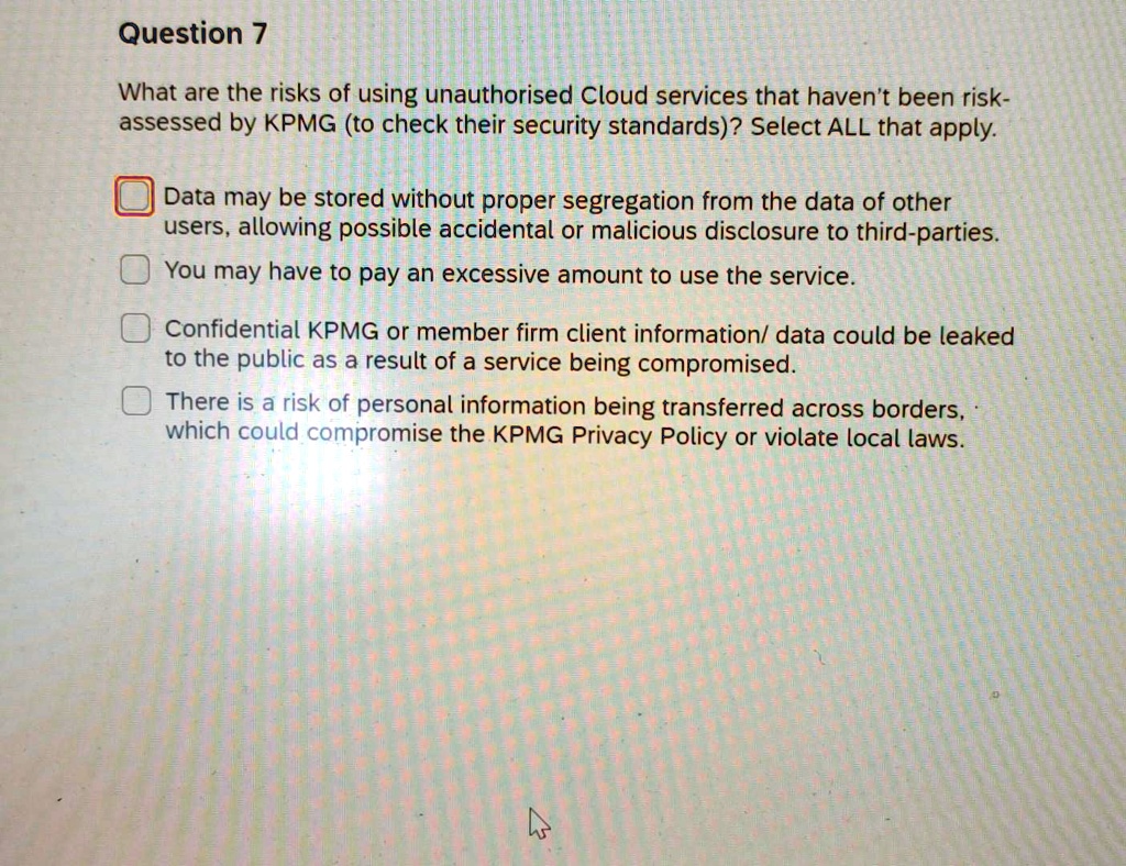 VIDEO solution: Answer the following. Question 7 What are the risks of ...