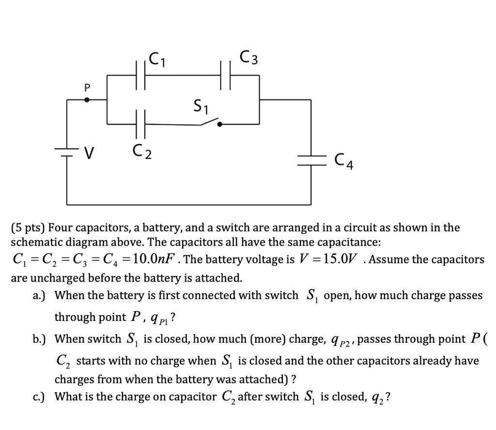 Solved C3 C1 S1 C2 C4 5 Pts Four Capacitors A Battery And A Switch