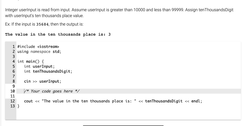 Texts Code In C Integer Userinput Is Read From Input Assume Userinput Is Greater Than 10000 And