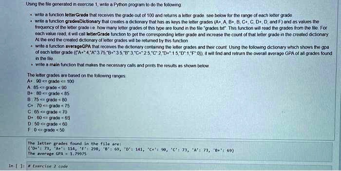 Solved Using The File Generated In Exercise 1 Write A Python Program To Do The Following 6576