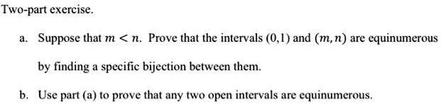 SOLVED: Two-part exercise. Suppose that m
