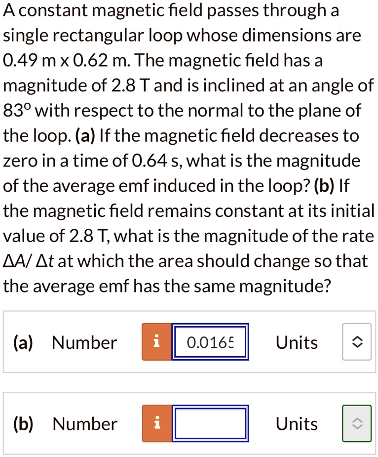 A Constant Magnetic Field Passes Through A Single Rectangular Loop Whose Dimensions Are 9191