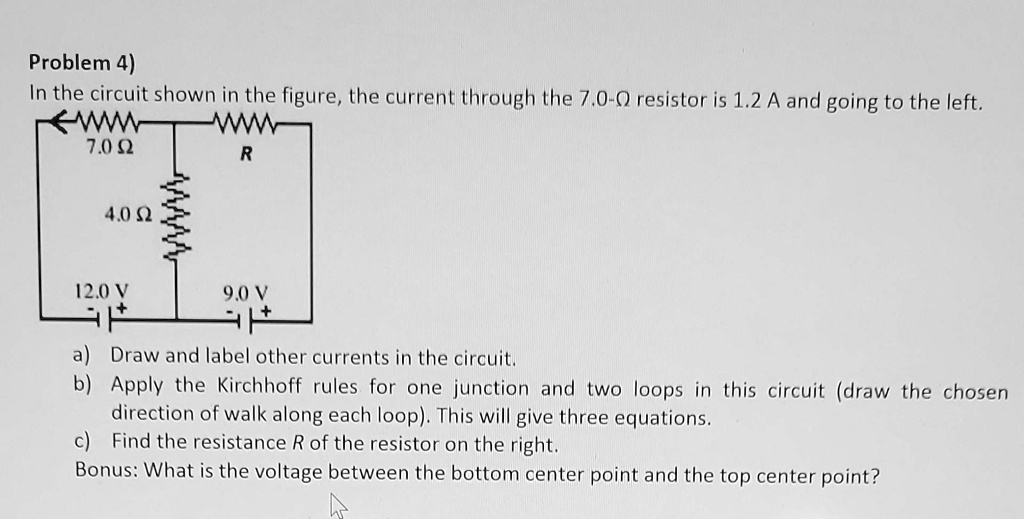 SOLVED: Problem 4) In the circuit shown in the figure, the current through the 7.0-ohm resistor ...
