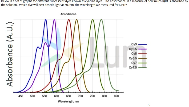 below is set of graphs tor different fluorescent dyes known as cyanine ...
