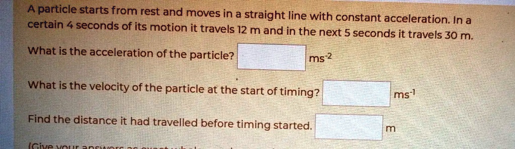 A particle starts from rest and moves in a straight line with constant acceleration. In a ...