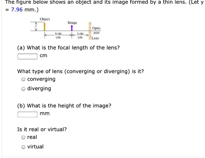 SOLVED: The figure below shows an object and its image formed by a thin ...