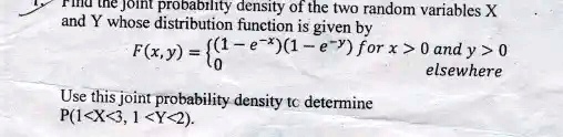 SOLVED: Joint probability density of the two random variables X and Y ...