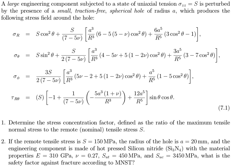 SOLVED: A large engineering component subjected to a state of uniaxial ...