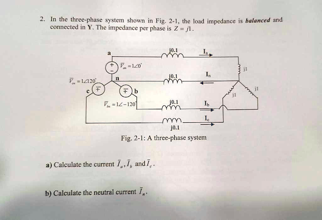 SOLVED: In the three-phase system shown in Fig: 2-1, the load impedance is balanced and ...