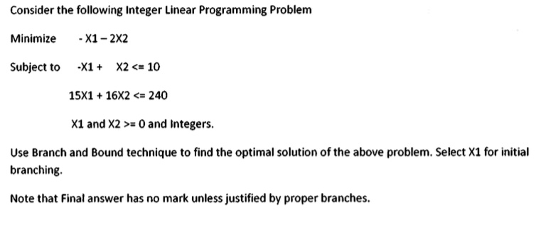 SOLVED:Consider the following Integer Linear Programming Problem ...