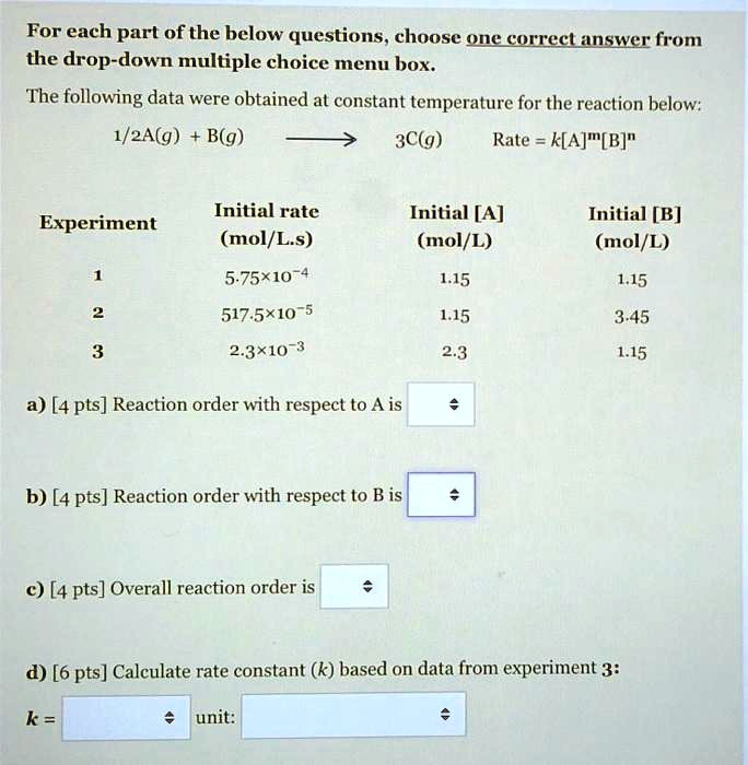 SOLVED: For each part of the below questions, choose one correct answer from the drop-down ...