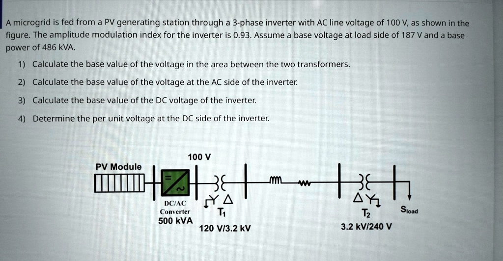 A microgrid is fed from a PV generating station through a 3-phase ...