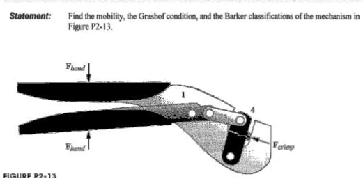 Statement: Find the mobility, the Grashof condition, and the Barker ...