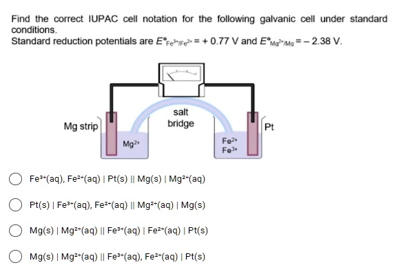 Find the correct IUPAC cell notation for the followin… - SolvedLib