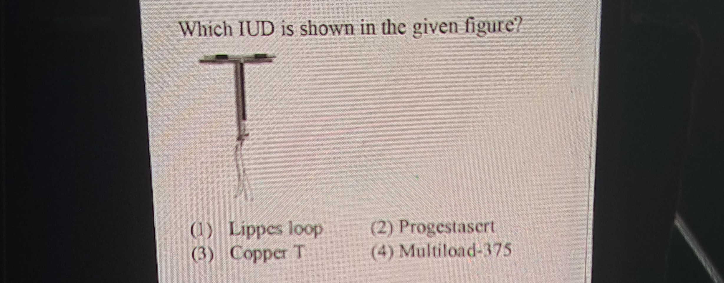 Which IUD is shown in the given figure? (1) Lippes loop (2 ...