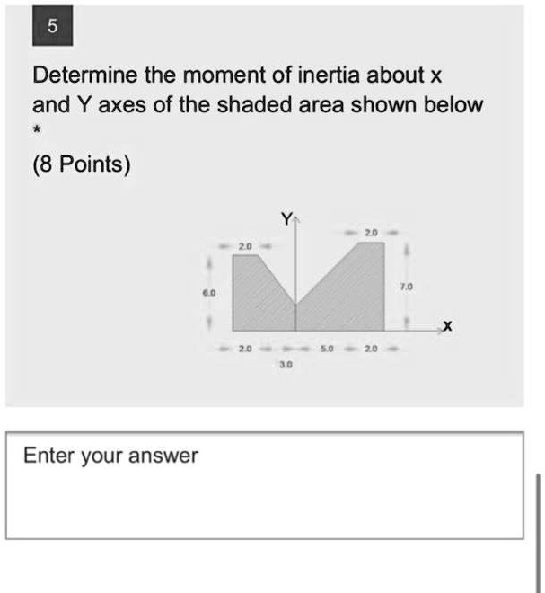 SOLVED: Determine the moment of inertia about the x and y axes of the shaded area shown below ...