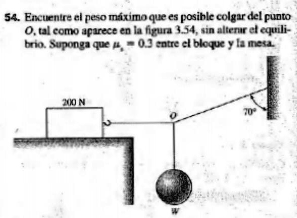 encuentre el peso maximo que es posible colgar del punto o tal como ...