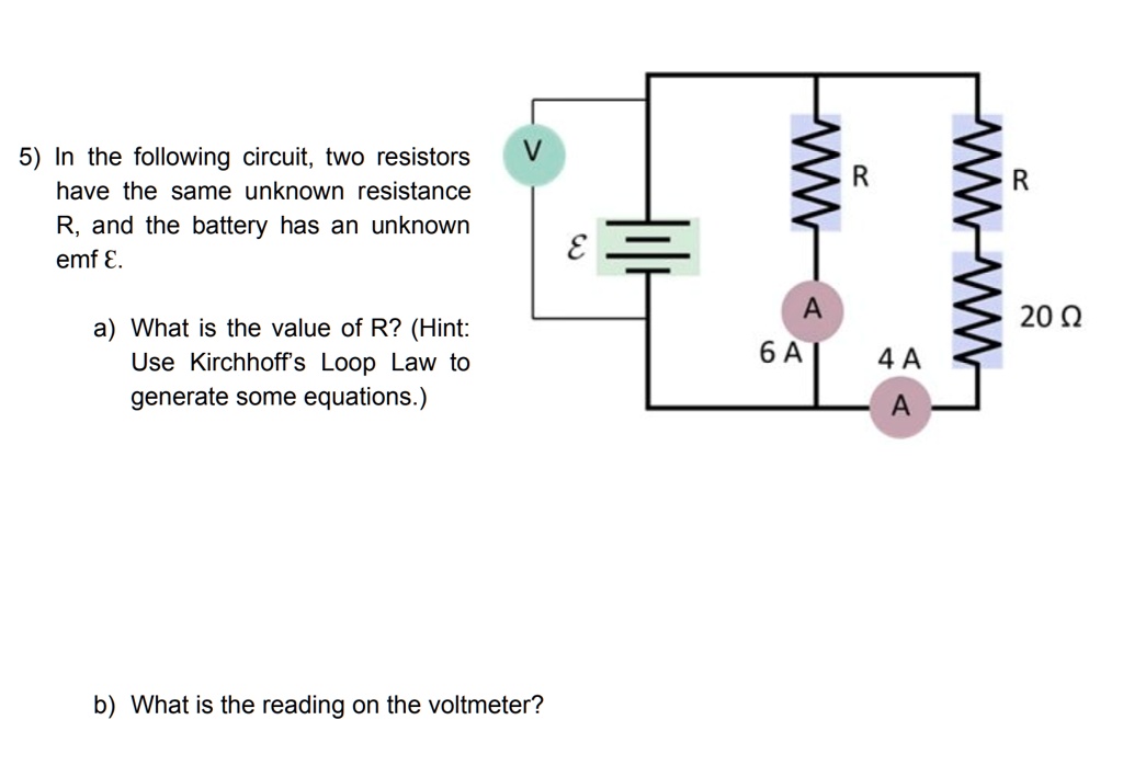 5 in the following circuit two resistors have the same unknown resistance r and the battery has ...