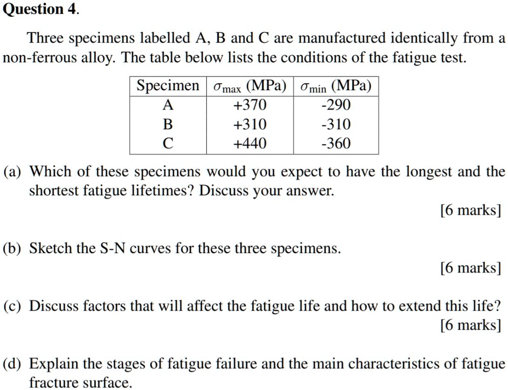 SOLVED: Question 4. Three specimens labelled A, B and C are ...