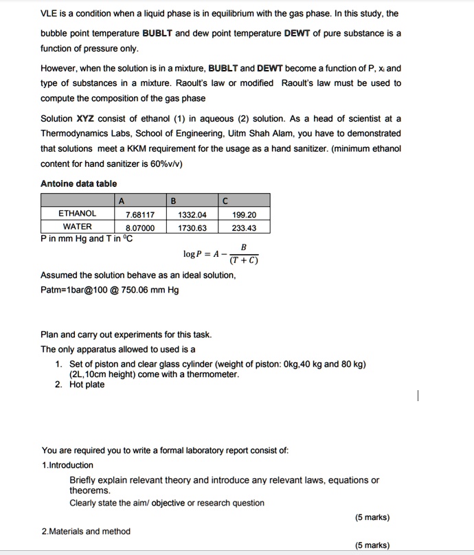 SOLVED:VLE is condition when liquid phase equilibrium with the gas ...