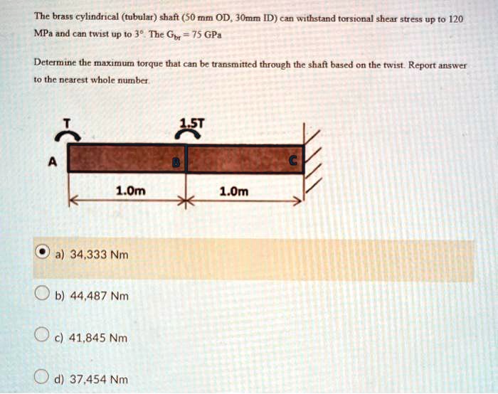 The brass cylindrical (tubular) shaft (50 mm OD, 30mm ID)...