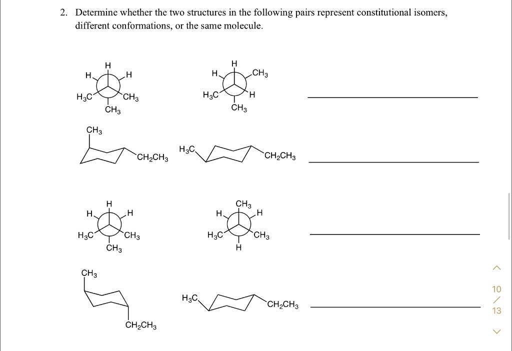 2. Determine whether the two structures in the following pairs represent constitutional isomers ...