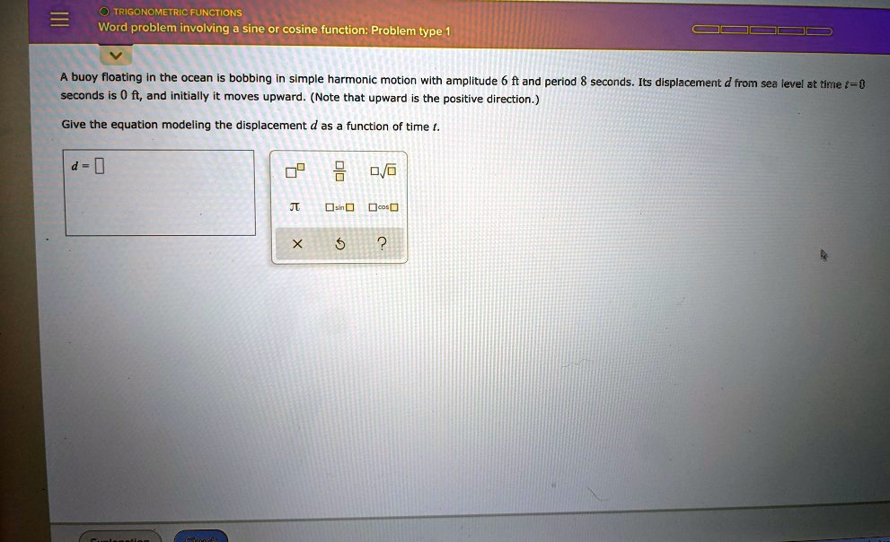 trigonometric functions word problem involving sine or cosine function ...