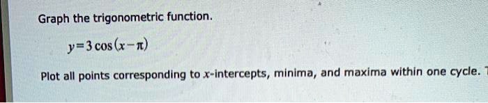 SOLVED: Graph the trigonometric function Y= cos (x Plot all points corresponding to x-Intercepts ...