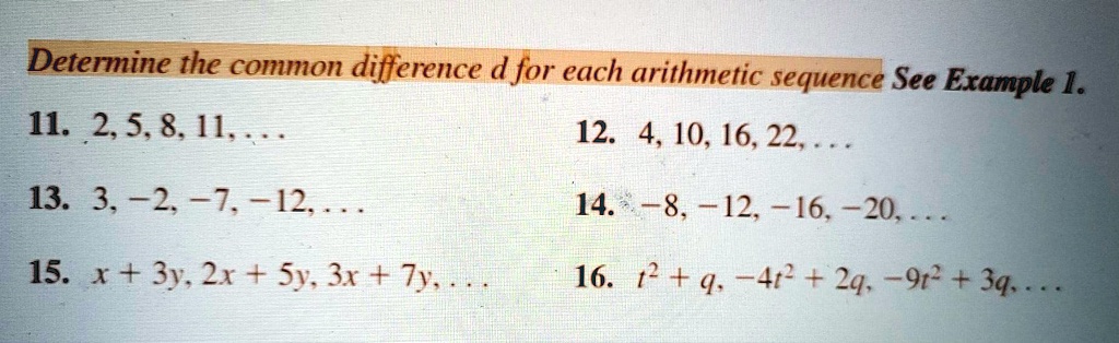 Common Difference Example