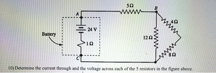 SOLVED: 24V Battery [0) Determine the current through and the voltage ...