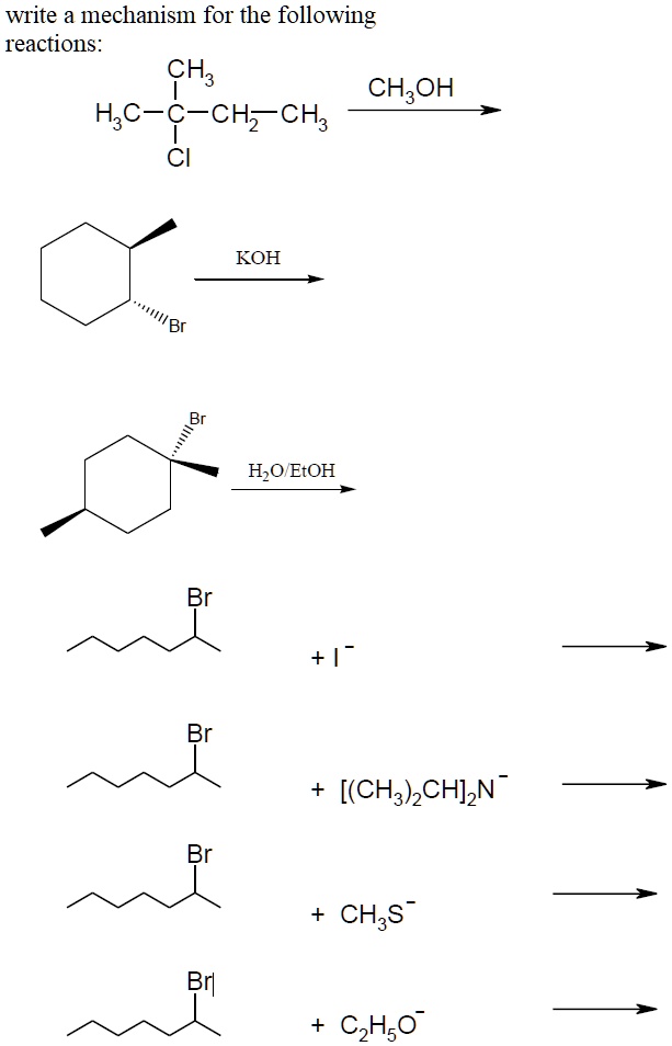 SOLVED: write a mechanism for the following reactions: CH3 CH3C OH HsC-C-CHz CH3 KOH HOEtOH ...