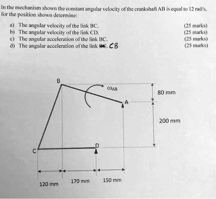 In the mechanism shown the constant angular velocity of the crankshaft ...