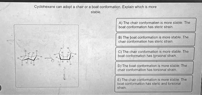 SOLVED: Texts: H. H H H Cyclohexane can adopt a chair or a boat ...