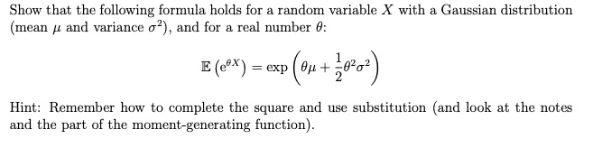 Show that the following formula holds for random variable x...