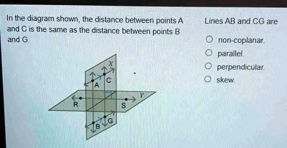 In the diagram shown, the distance between points A and C is the same as the distance between ...