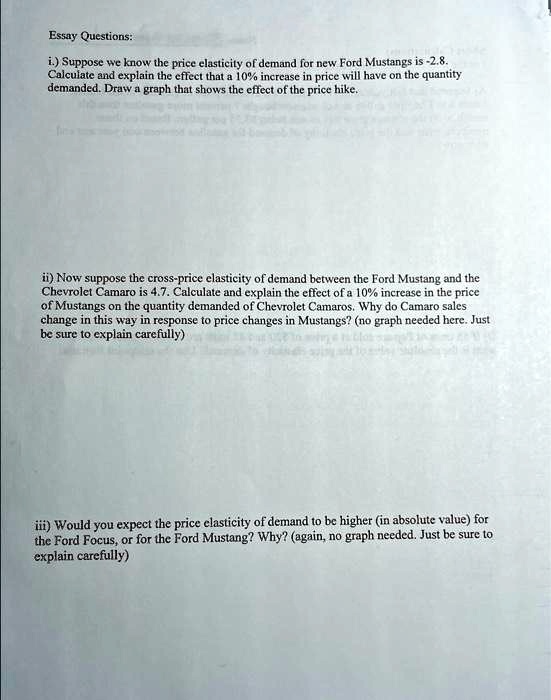 essay questions i suppose we know the price elasticity of demand for ...