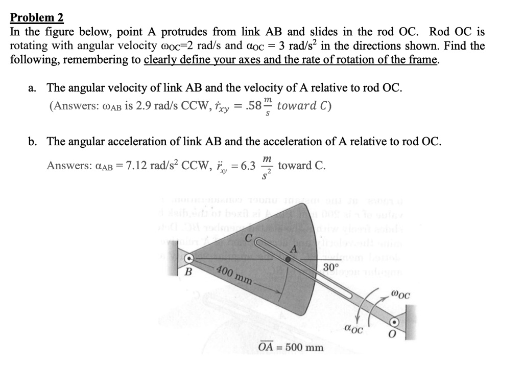 SOLVED: Problem 2: In the figure below, point A protrudes from link AB ...