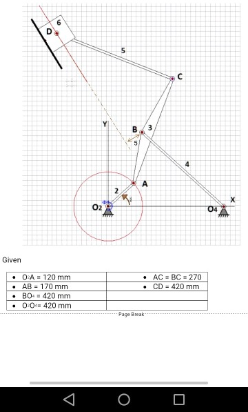 Consider the six-bar mechanism drawn to scale and shown in the figure ...